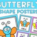 Butterfly 2D Shape Posters and Flash Cards Printable Math Activity for ...