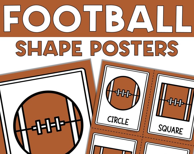 Football 2D Shape Posters and Flash Cards Printable Math Activity for ...