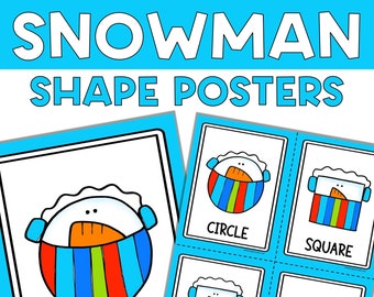 Winter Snowman 2D Shape Posters and Flash Cards | Printable Math ...