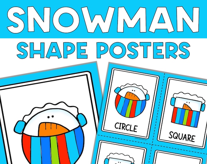 Winter Snowman 2D Shape Posters and Flash Cards | Printable Math ...
