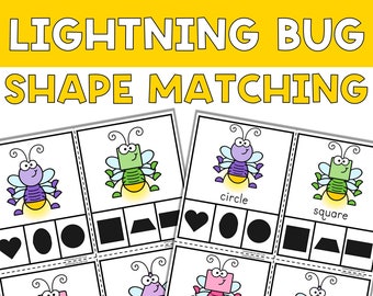 Lightning Bug 2D Shape Matching Clip Cards | Printable Math Activity ...