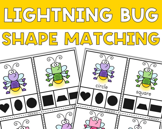 Lightning Bug 2D Shape Matching Clip Cards | Printable Math Activity ...