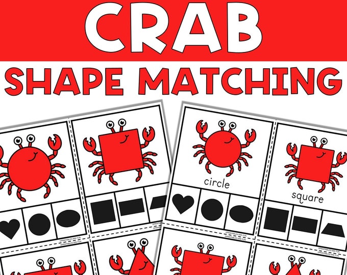 Crab 2D Shape Matching Clip Cards | Printable Math Activity for ...