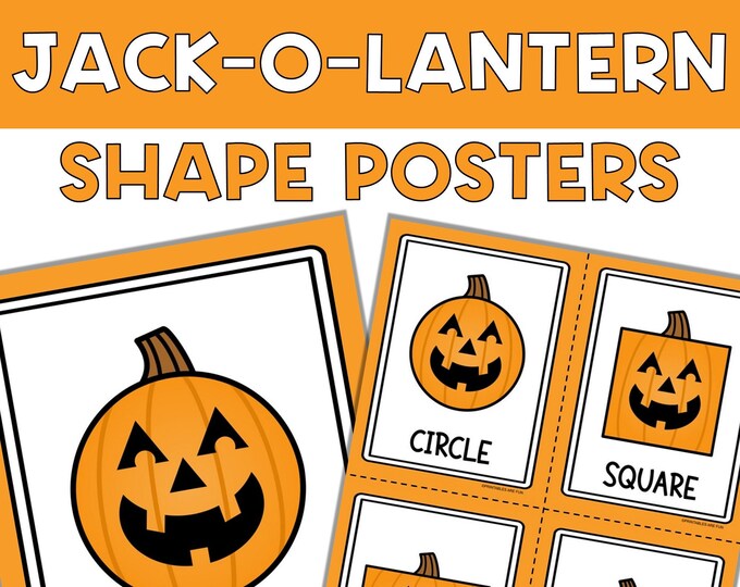 Halloween Jack-o-lantern 2D Shape Posters and Flash Cards | Printable ...