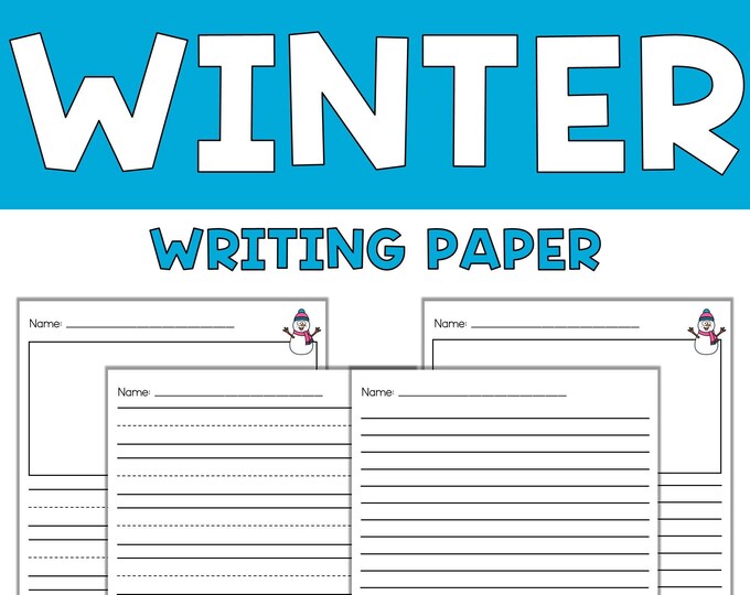 Winter Writing Paper for Kids | Printable Lined Paper | Story Writing ...