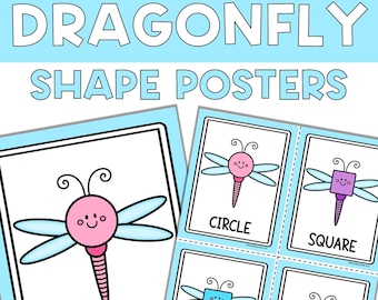 Dragonfly 2D Shape Posters and Flash Cards | Printable Math Activity ...