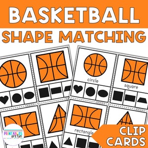 Basketball 2D Shape Matching Clip Cards | Math Task Cards | Printable ...