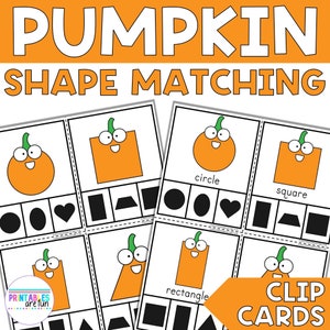 Fall Pumpkin 2D Shape Matching Clip Cards | Printable Math Activity for ...
