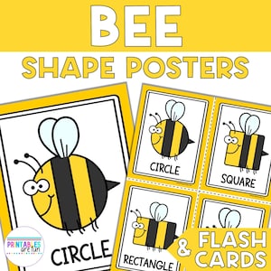 Bee 2D Shape Posters and Flash Cards | Printable Math Activity for ...