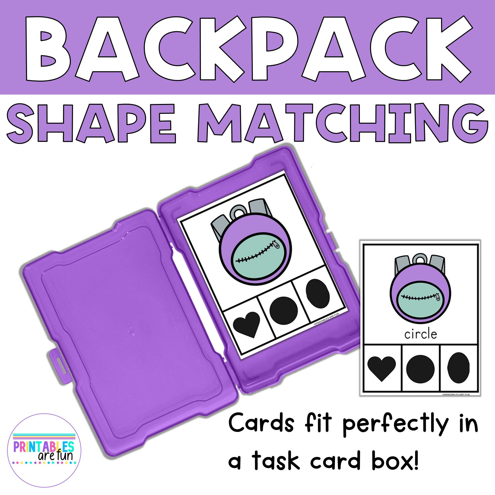 School Backpack 2D Shape Matching Clip Cards | Printable Math Activity ...