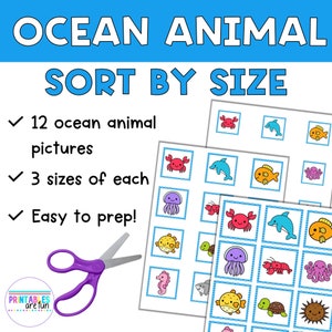 Ocean Animals Sort by Size Activity | Size Sorting Mats for Preschool ...