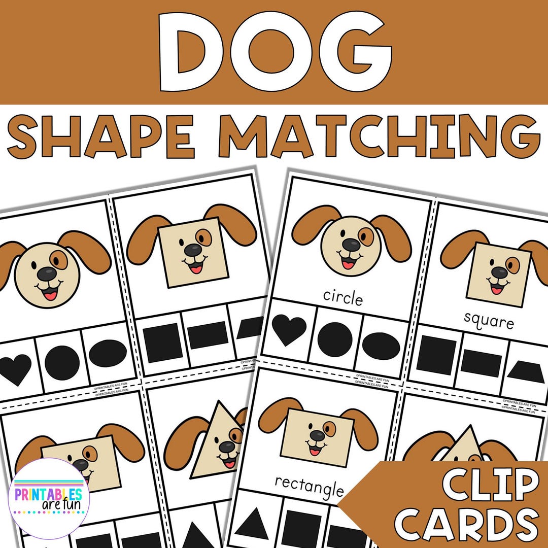 Dog 2D Shape Matching Clip Cards | Printable Math Activity for ...