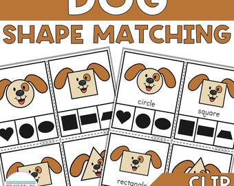 Dog 2D Shape Matching Clip Cards | Printable Math Activity for ...