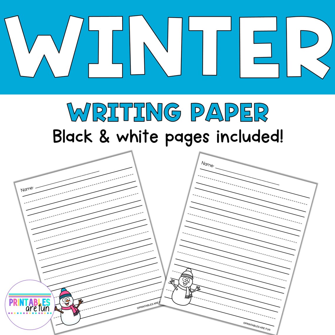 Winter Writing Paper for Kids | Printable Lined Paper | Story Writing ...