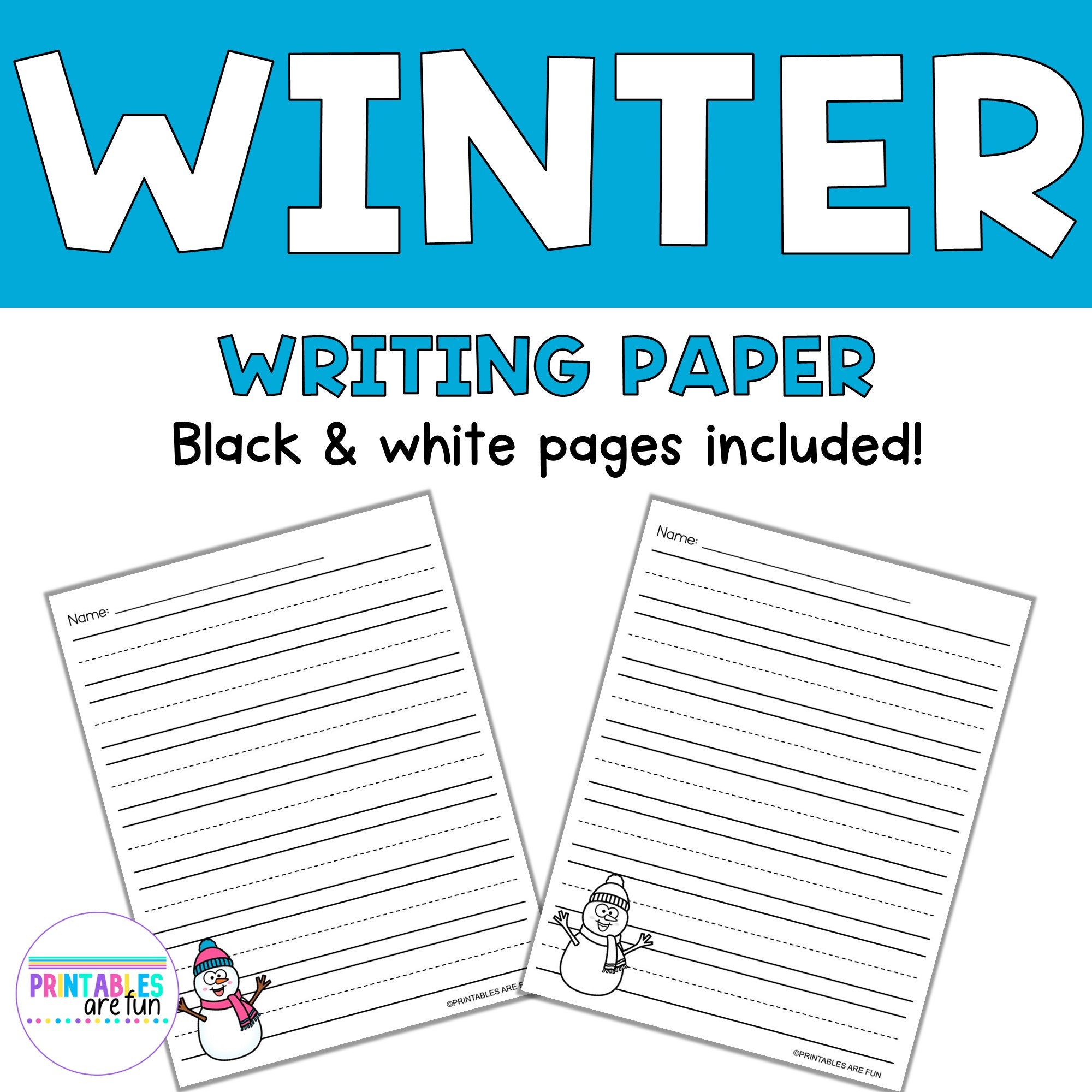 Winter Writing Paper for Kids | Printable Lined Paper | Story Writing ...