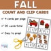 Fall Count and Clip Cards 1-20 Printable Activity Preschool - Etsy