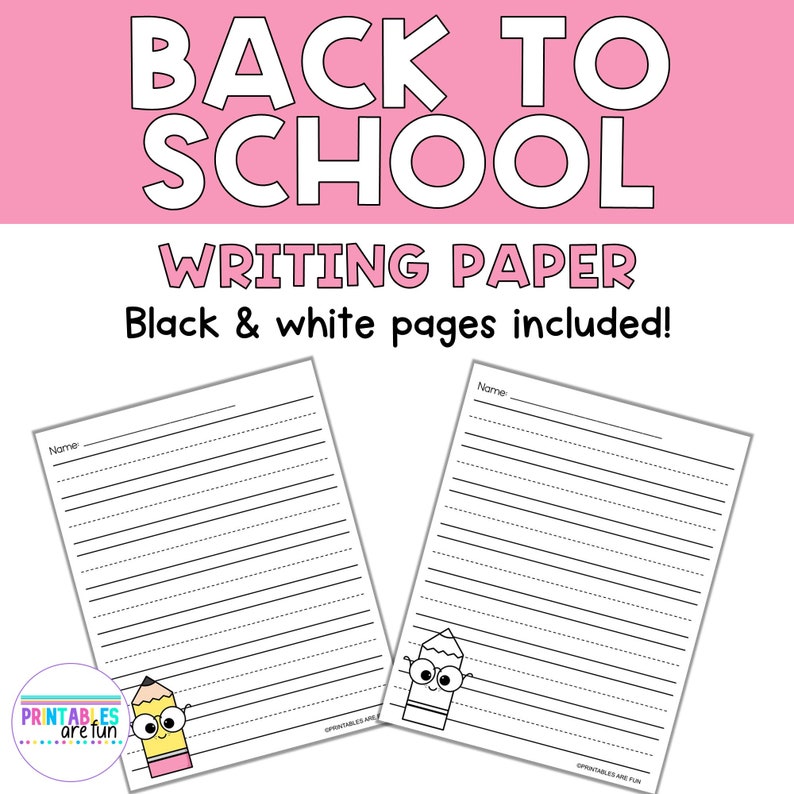 Back to School Writing Paper for Kids | Printable Lined Paper | Story ...