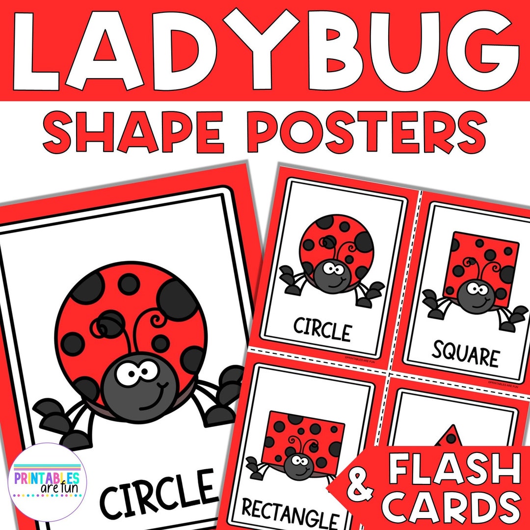 Ladybug 2D Shape Posters and Flash Cards | Printable Math Activity for ...
