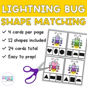 Lightning Bug 2D Shape Matching Clip Cards | Printable Math Activity ...