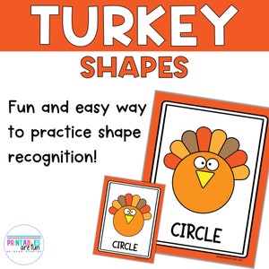 Thanksgiving Turkey 2D Shape Posters and Flash Cards | Printable Math ...
