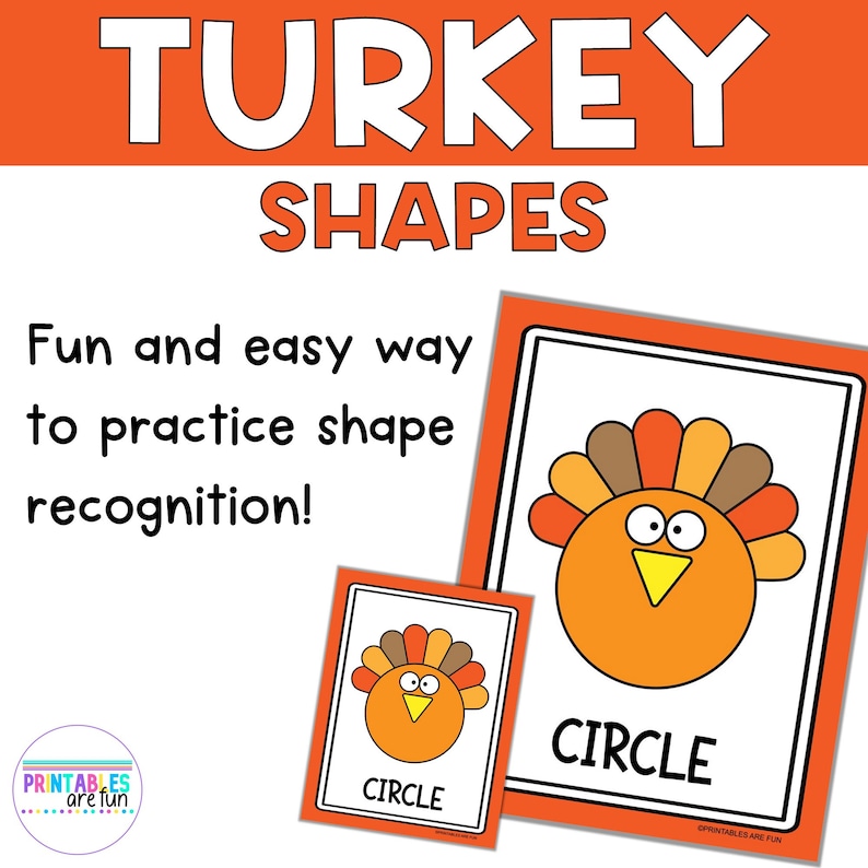 Thanksgiving Turkey 2D Shape Posters and Flash Cards | Printable Math ...