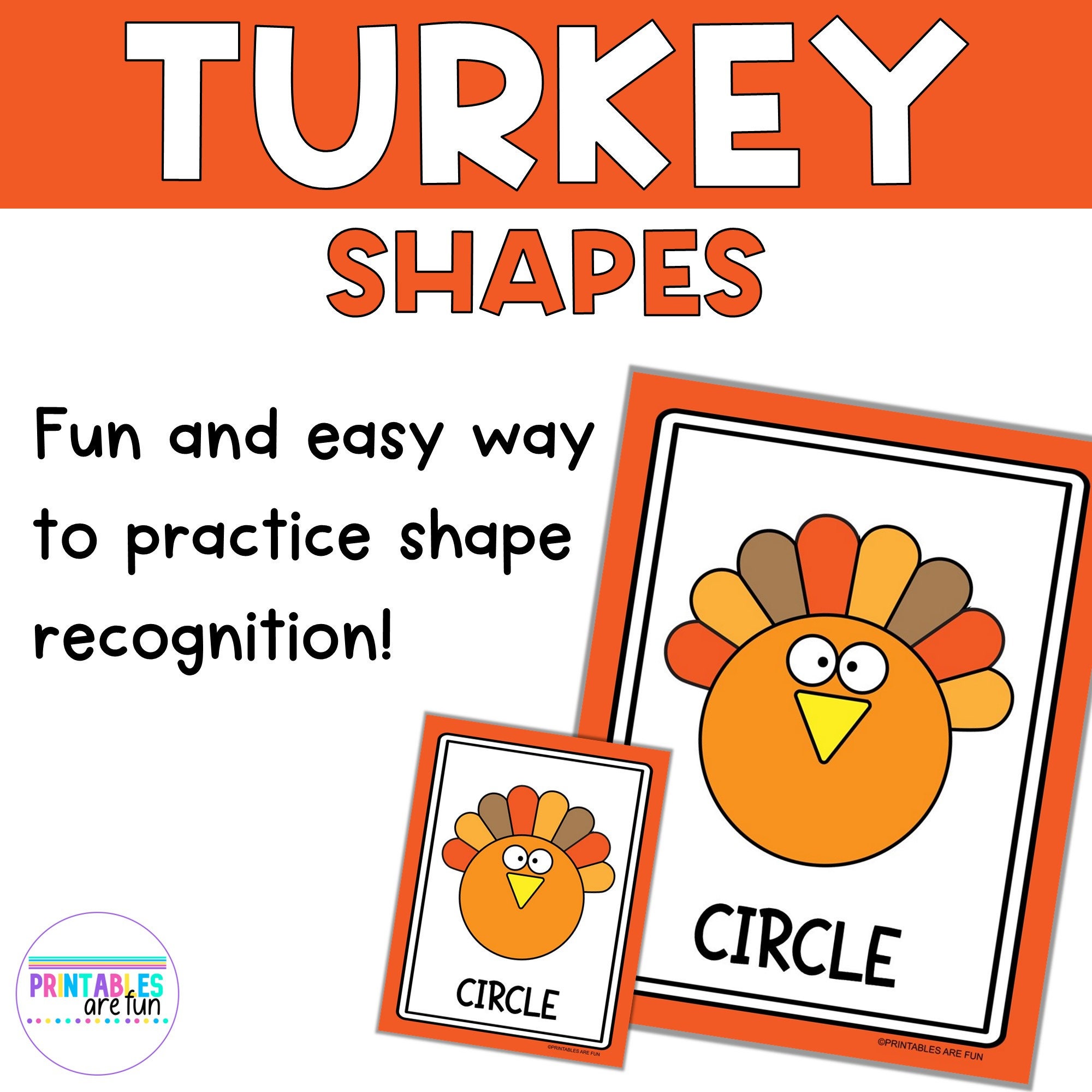 Thanksgiving Turkey 2D Shape Posters and Flash Cards | Printable Math ...
