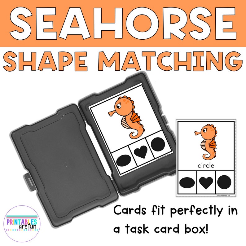 Seahorse 2D Shape Matching Clip Cards | Printable Math Activity for ...