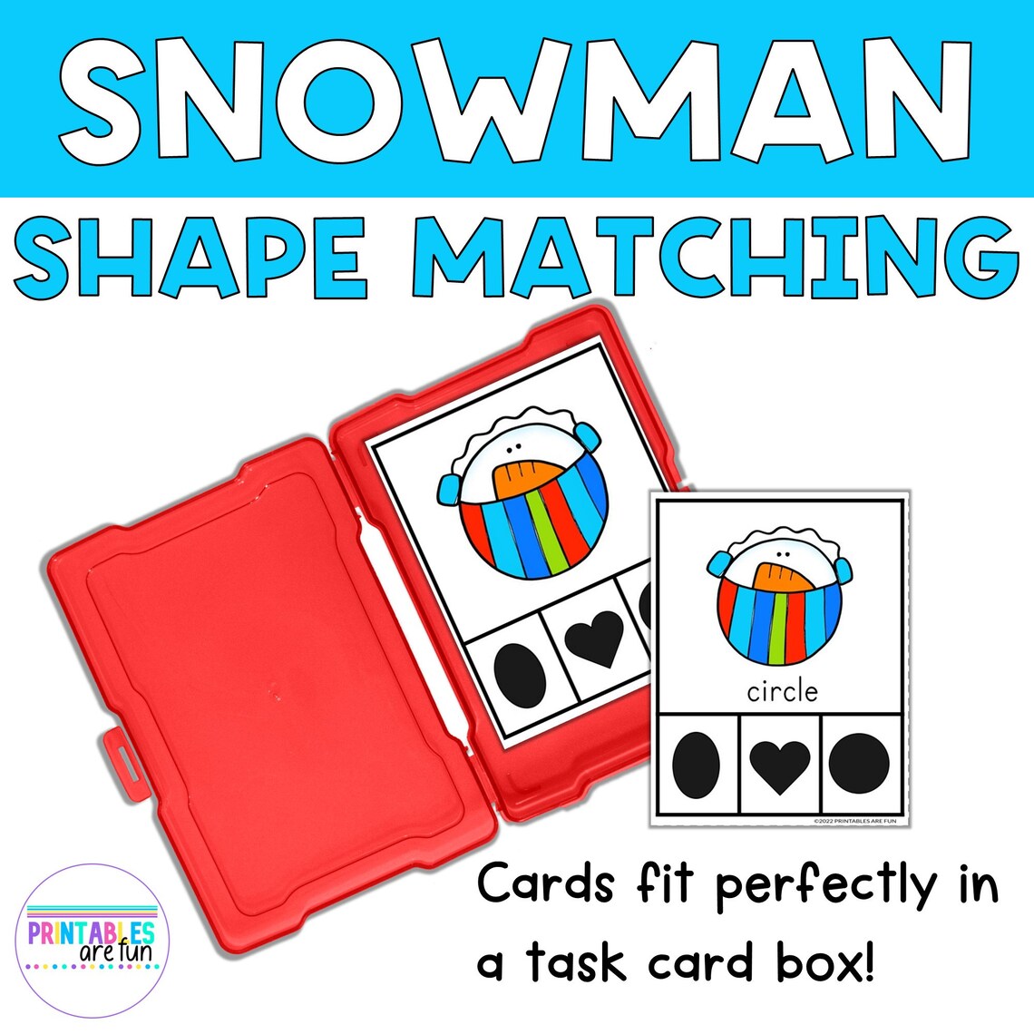 Winter Snowman 2D Shape Matching Clip Cards | Printable Math Activity for Preschool ...