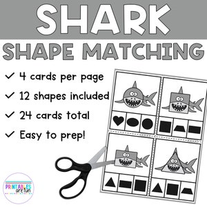 Shark 2D Shape Matching Clip Cards | Printable Math Activity for ...