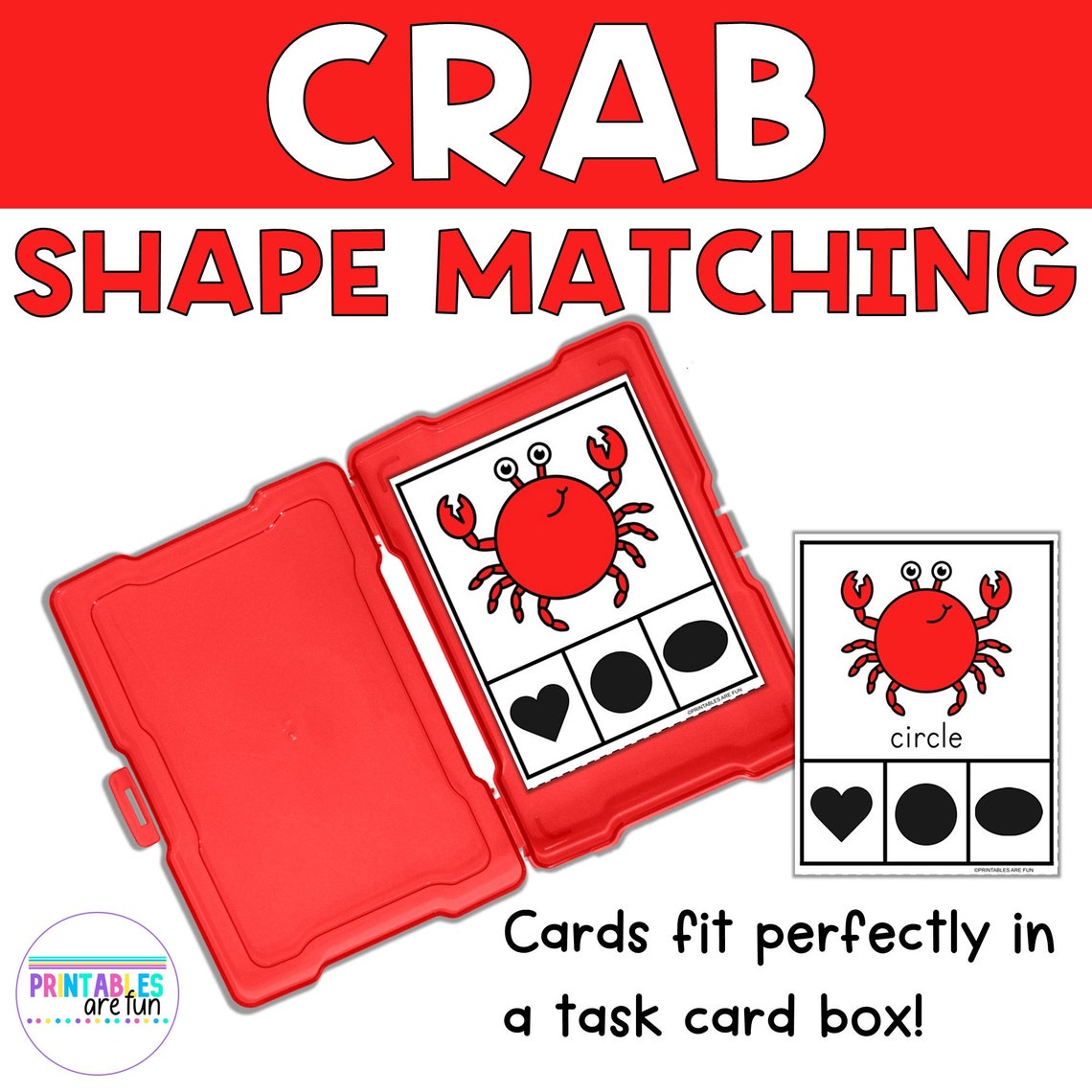 Crab 2D Shape Matching Clip Cards Printable Math Activity for Preschool ...