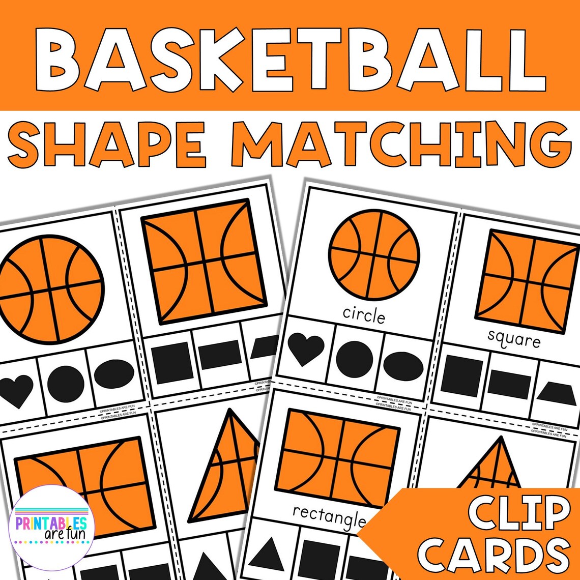 Basketball 2D Shape Matching Clip Cards | Math Task Cards | Printable ...