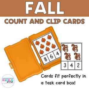 Fall Count and Clip Cards 1-20 Printable Activity Preschool - Etsy