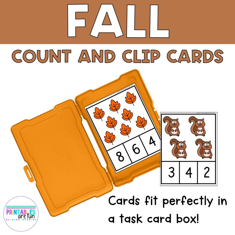 Fall Count and Clip Cards 1-20 Printable Activity Preschool - Etsy