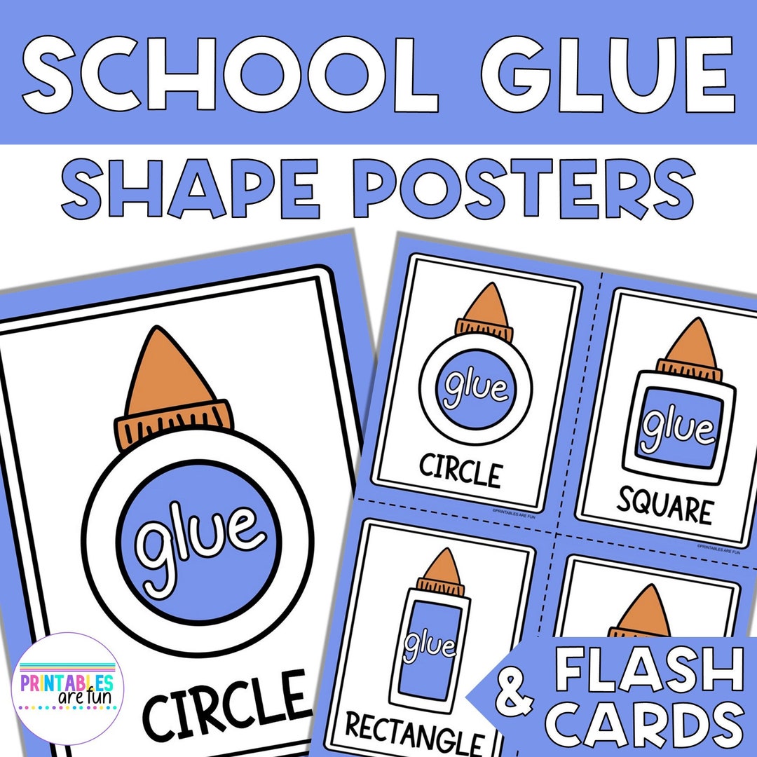 School Glue 2D Shape Posters and Flash Cards | Printable Math Activity ...