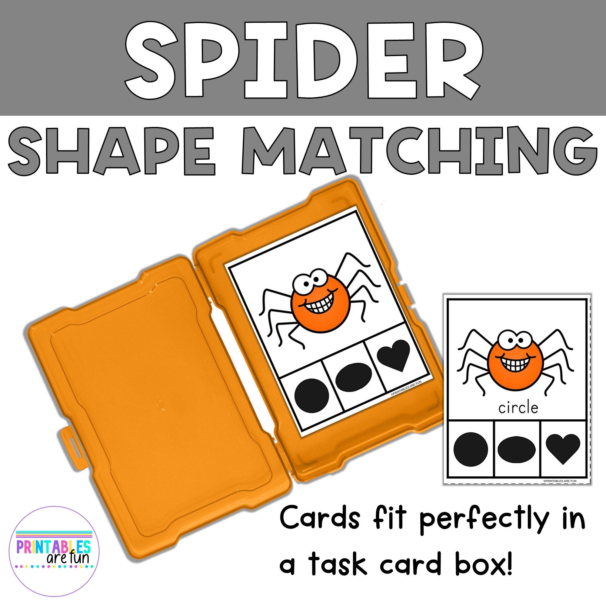 Spider 2D Shape Matching Clip Cards Printable Math Activity for ...