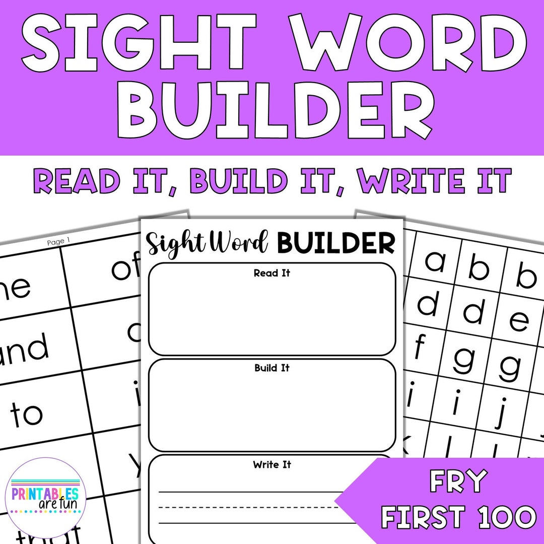 Kindergarten Sight Word Activity | Fry First 100 | Read It, Build It ...