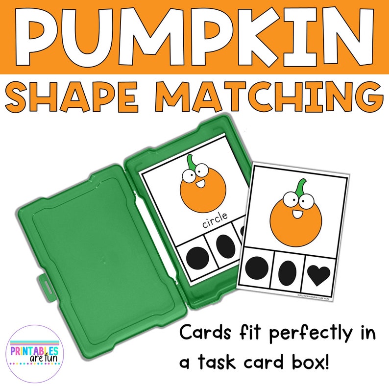 Fall Pumpkin 2D Shape Matching Clip Cards | Printable Math Activity for ...