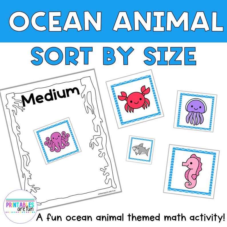 Ocean Animals Sort by Size Activity | Size Sorting Mats for Preschool ...