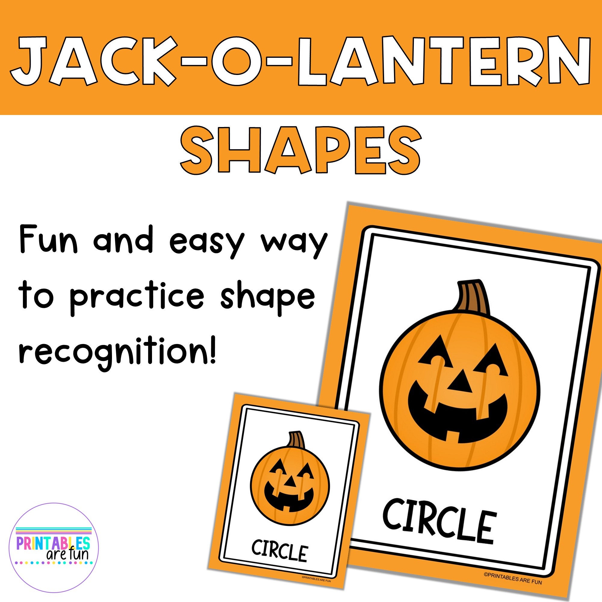 Halloween Jack-o-lantern 2D Shape Posters and Flash Cards | Printable ...