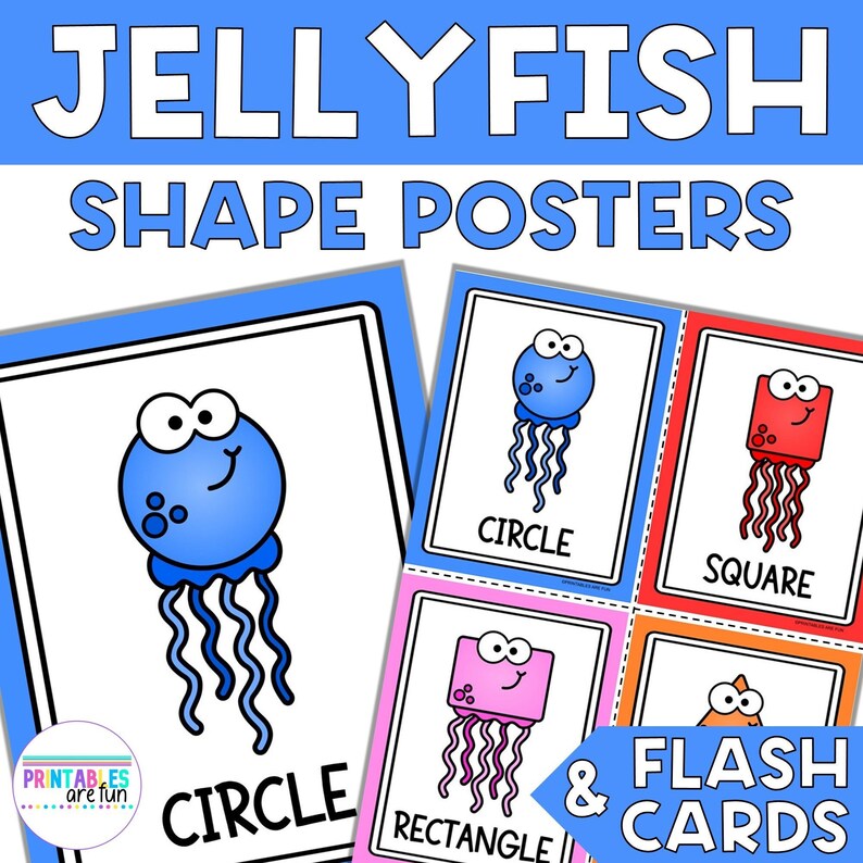 Jellyfish 2D Shape Posters and Flash Cards | Printable Math Activity ...