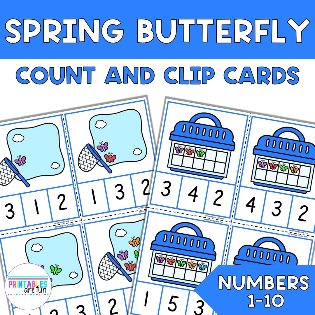 Spring Butterfly Count and Clip Cards 1-10 | Math Task Cards ...