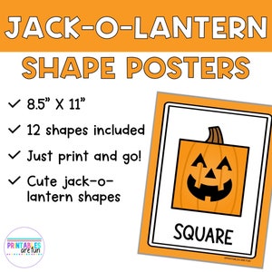 Halloween Jack-o-lantern 2D Shape Posters and Flash Cards | Printable ...