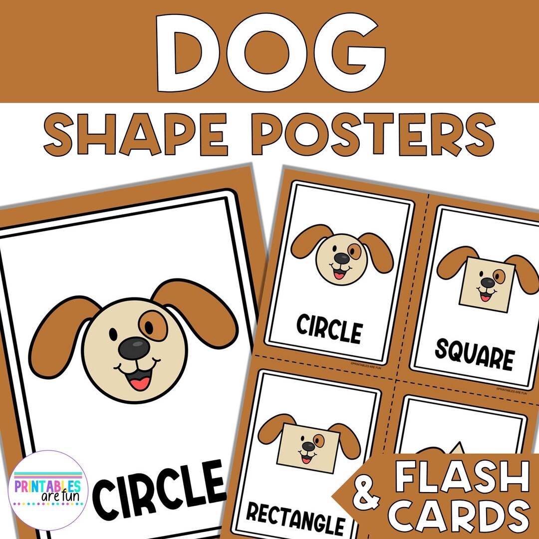 Dog 2D Shape Posters and Flash Cards | Printable Math Activity for ...