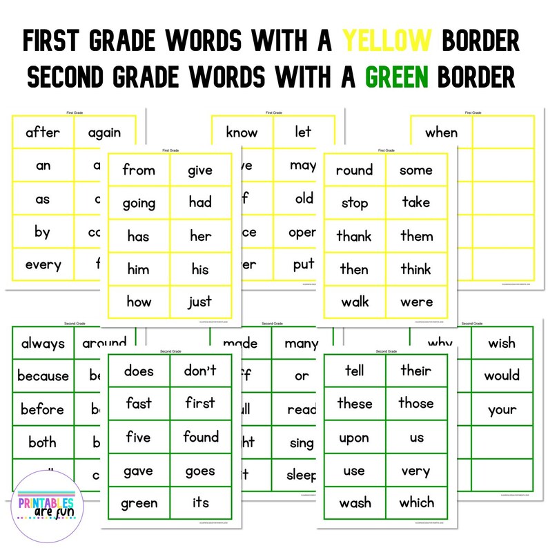 Sight Word Flash Cards for Kindergarten to 3rd Grade | Dolch and Fry ...