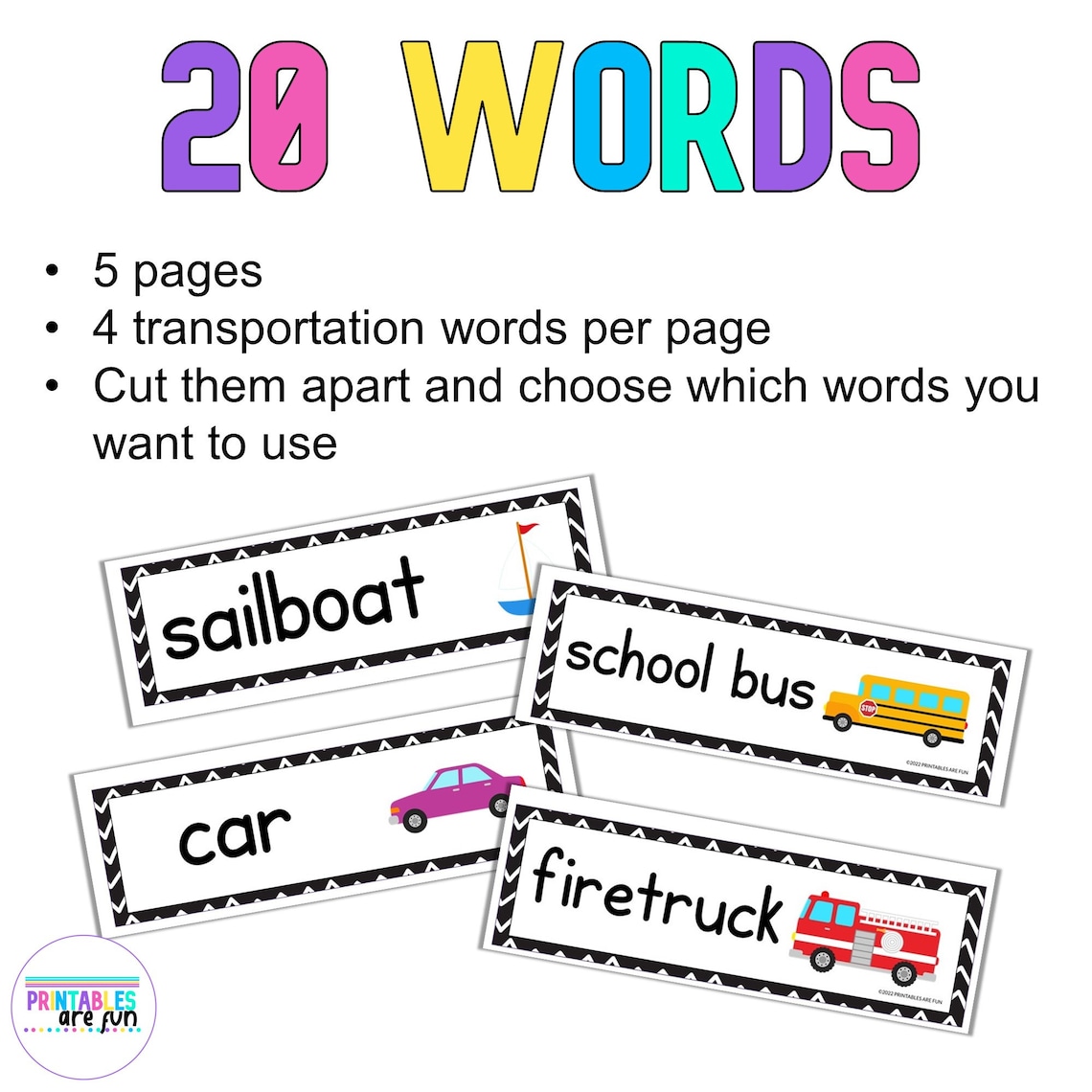 Transportation Word Wall Cards With Pictures, Vocabulary, Preschool and ...