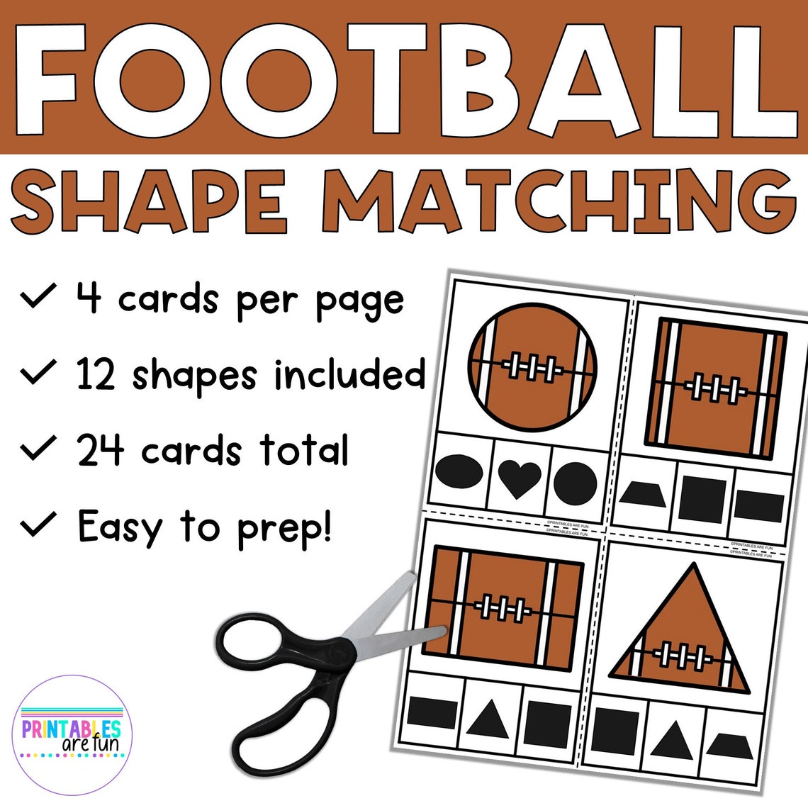 Football 2D Shape Matching Clip Cards | Printable Math Activity for ...
