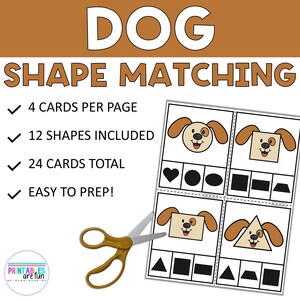 Dog 2D Shape Matching Clip Cards | Printable Math Activity for ...
