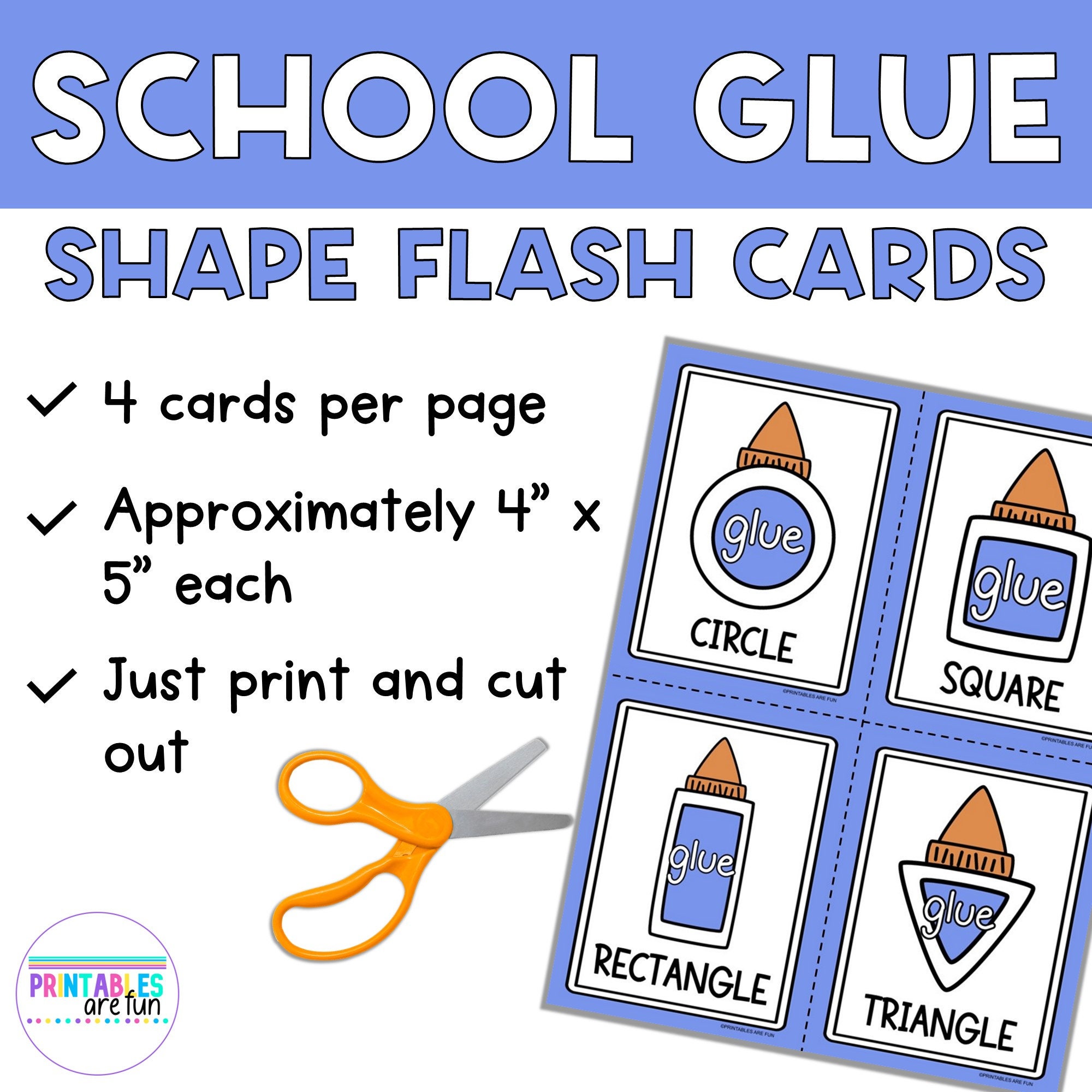 School Glue 2D Shape Posters and Flash Cards | Printable Math Activity ...