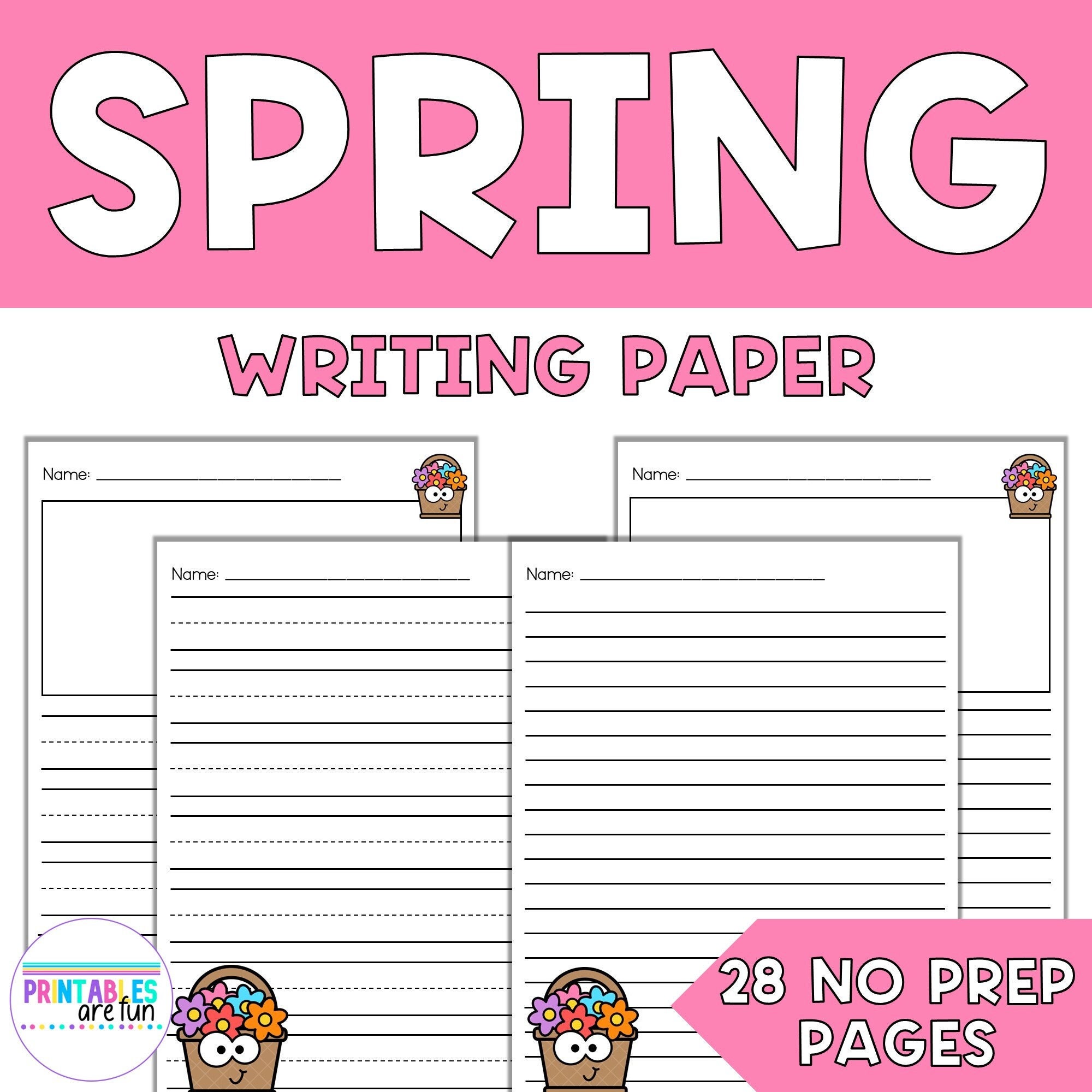 Spring Writing Paper for Kids | Printable Lined Paper | Story Writing ...