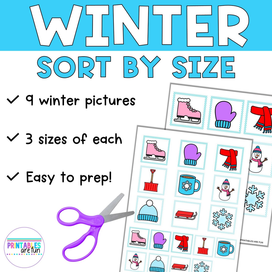 Winter Sort by Size Activity, Size Sorting Mats, Preschool, Homeschool ...